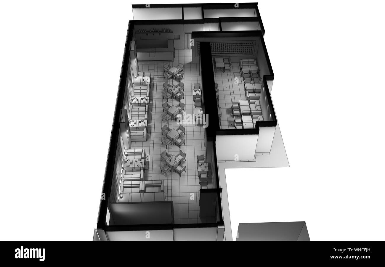 restaurant, interior visualization, 3D illustration Stock Photo - Alamy
