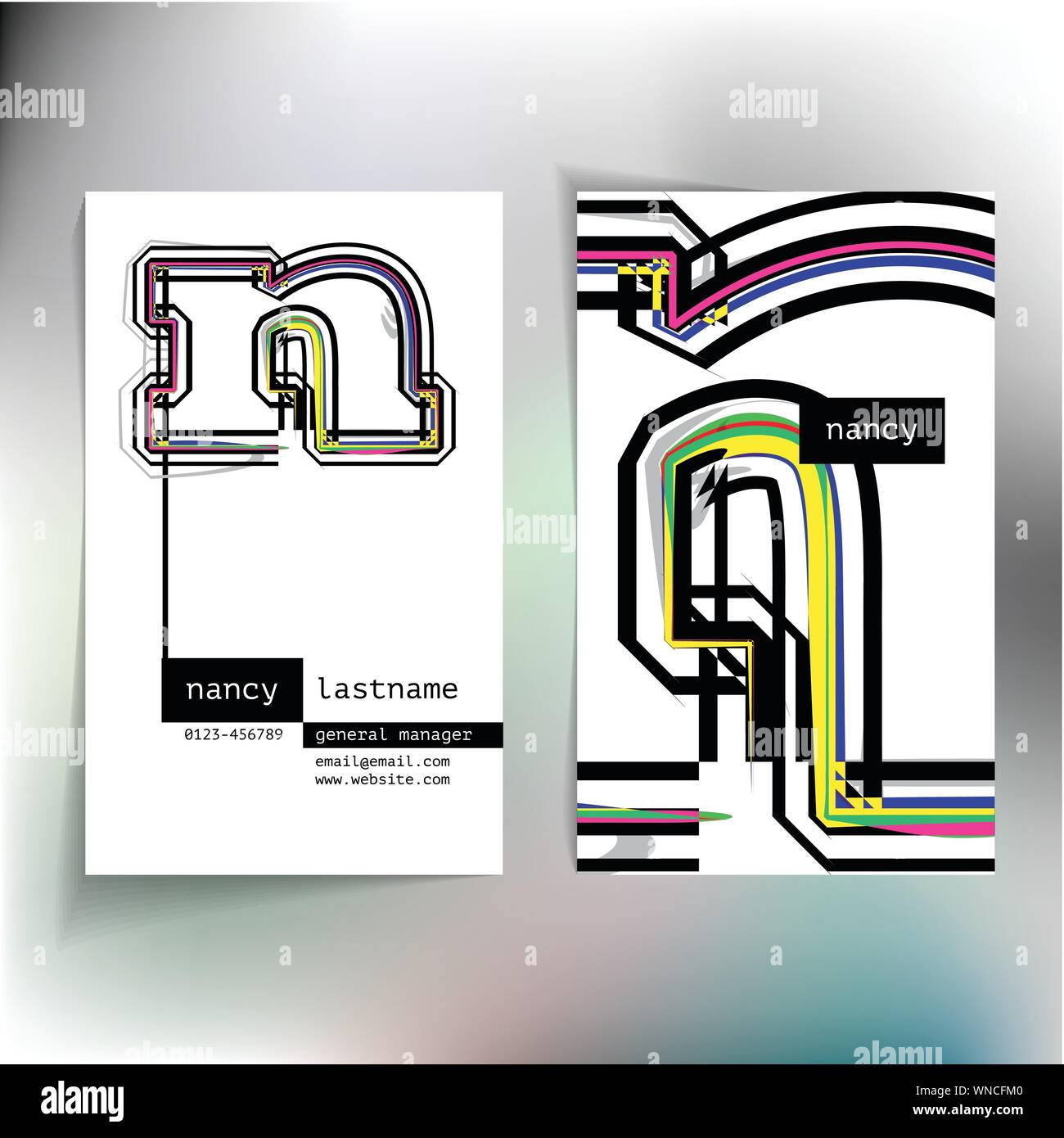 Business card design with letter n Stock Vector Image & Art - Alamy