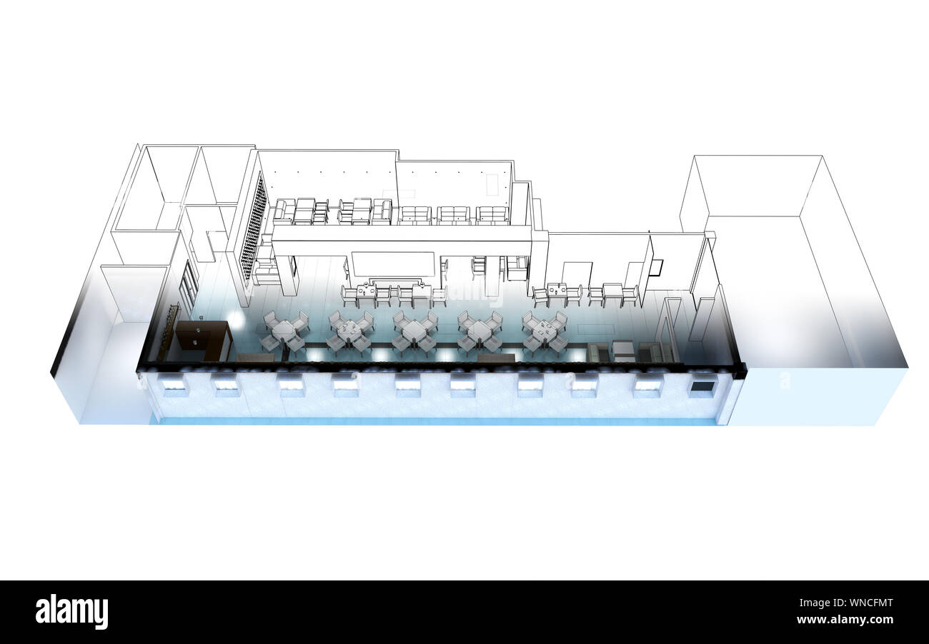 restaurant, interior visualization, 3D illustration Stock Photo - Alamy