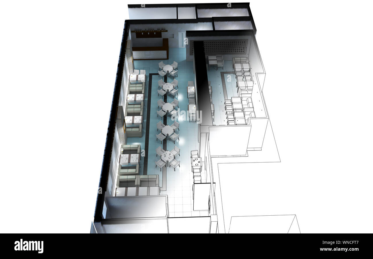 3d illustration restaurant interior design hi-res stock photography and ...