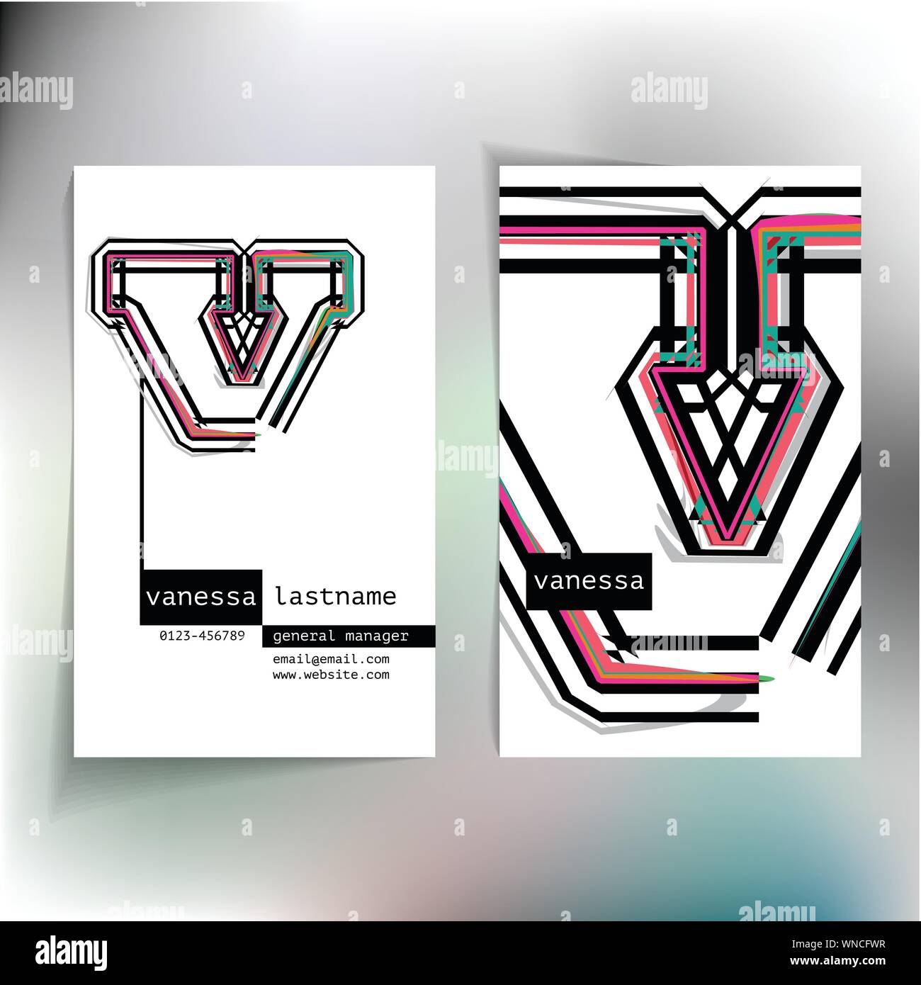 Business card design with letter v Stock Vector Image & Art - Alamy