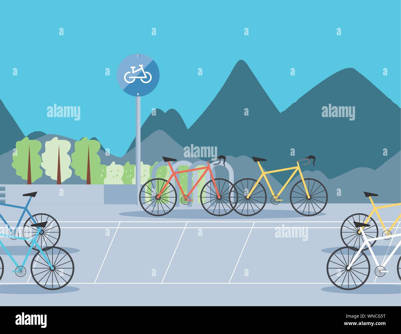 bicycle parking zone urban scene icon vector illustration design Stock ...
