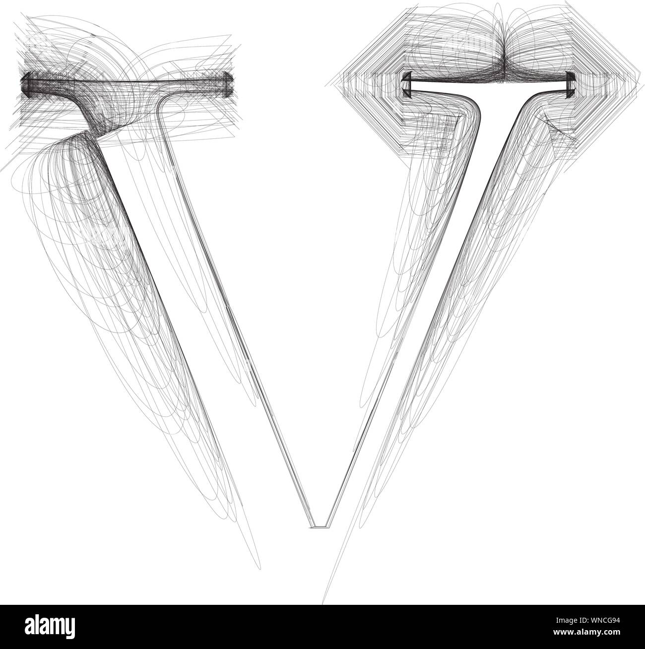 Hand draw font. LETTER V. Vector illustration Stock Vector Image & Art ...