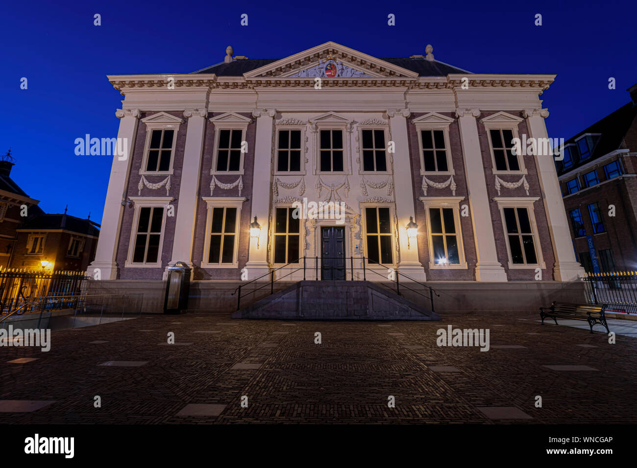 Majestic Dutch Parliament building and Mauritshuis entrance under a ...