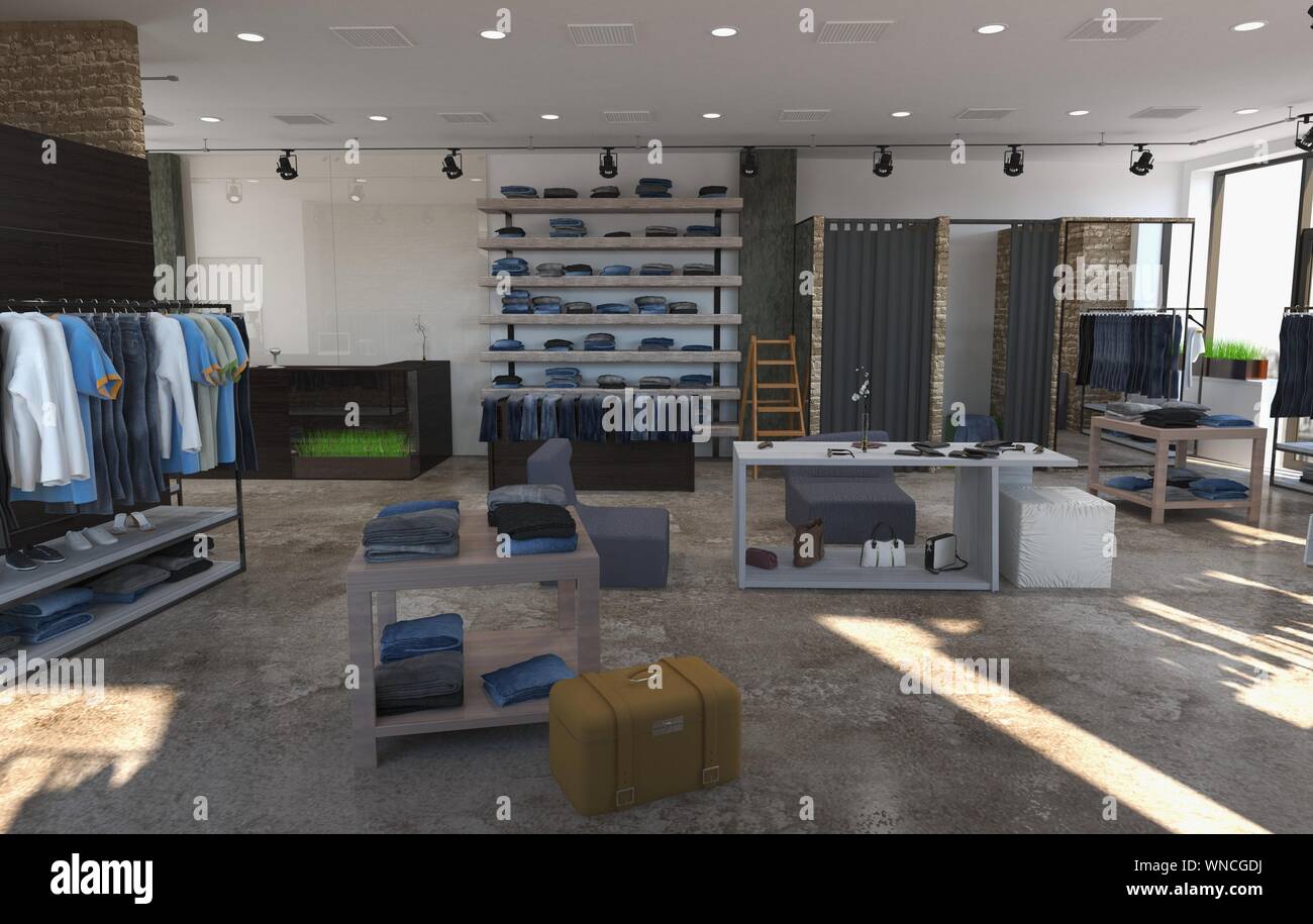 shop, store, shopping mall, interior visualization, 3D illustration ...