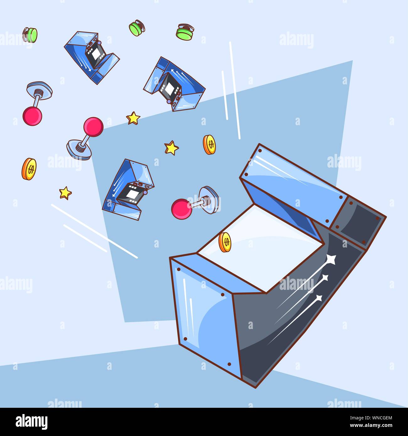 classic video game console of coins vector illustration design Stock ...