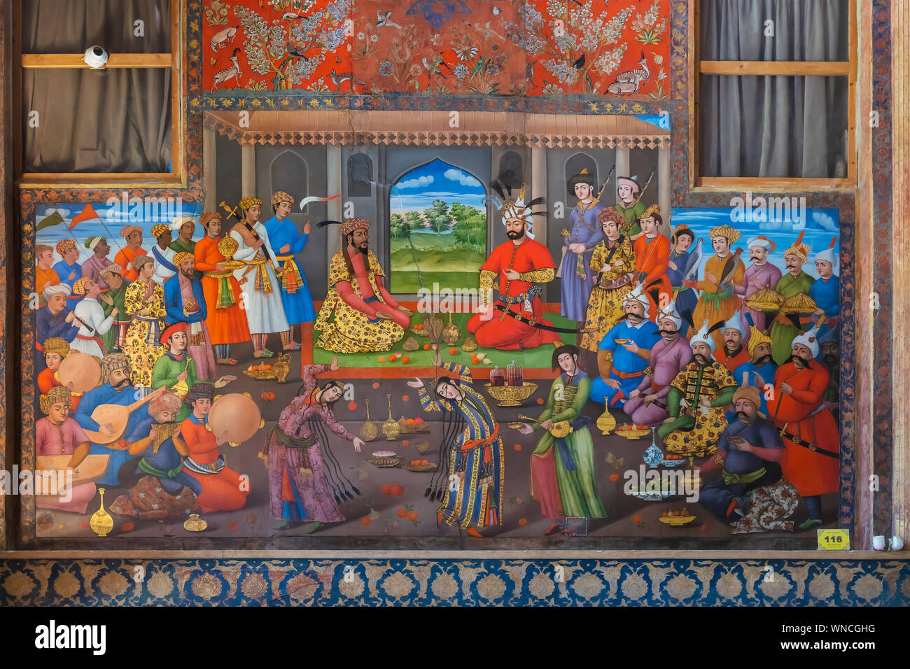 Wall painting, Chehel Sotoun, garden palace, interior, Isfahan, Isfahan ...