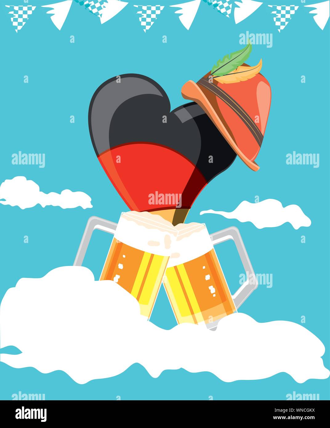 oktoberfest celebration day with tyroline hat vector illustration ...