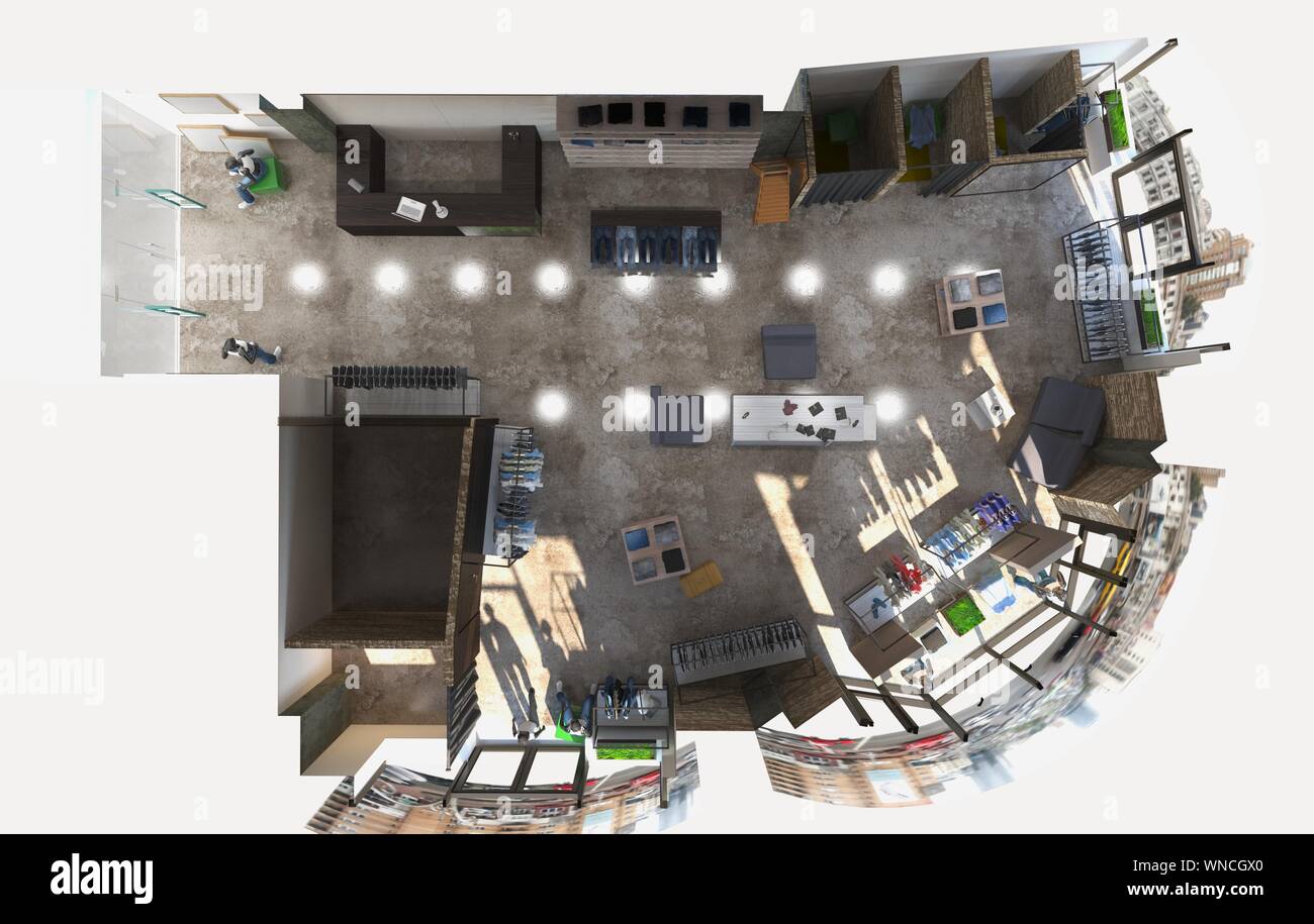 shop, store, shopping mall, interior visualization, 3D illustration ...