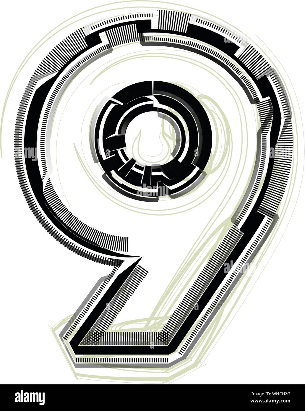 technological font. Number 9 Stock Vector Image & Art - Alamy