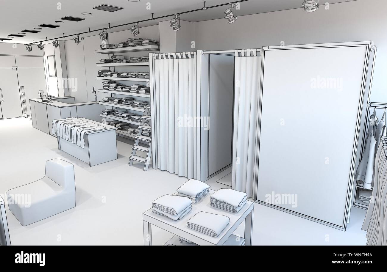 shop, store, shopping mall, interior visualization, 3D illustration ...