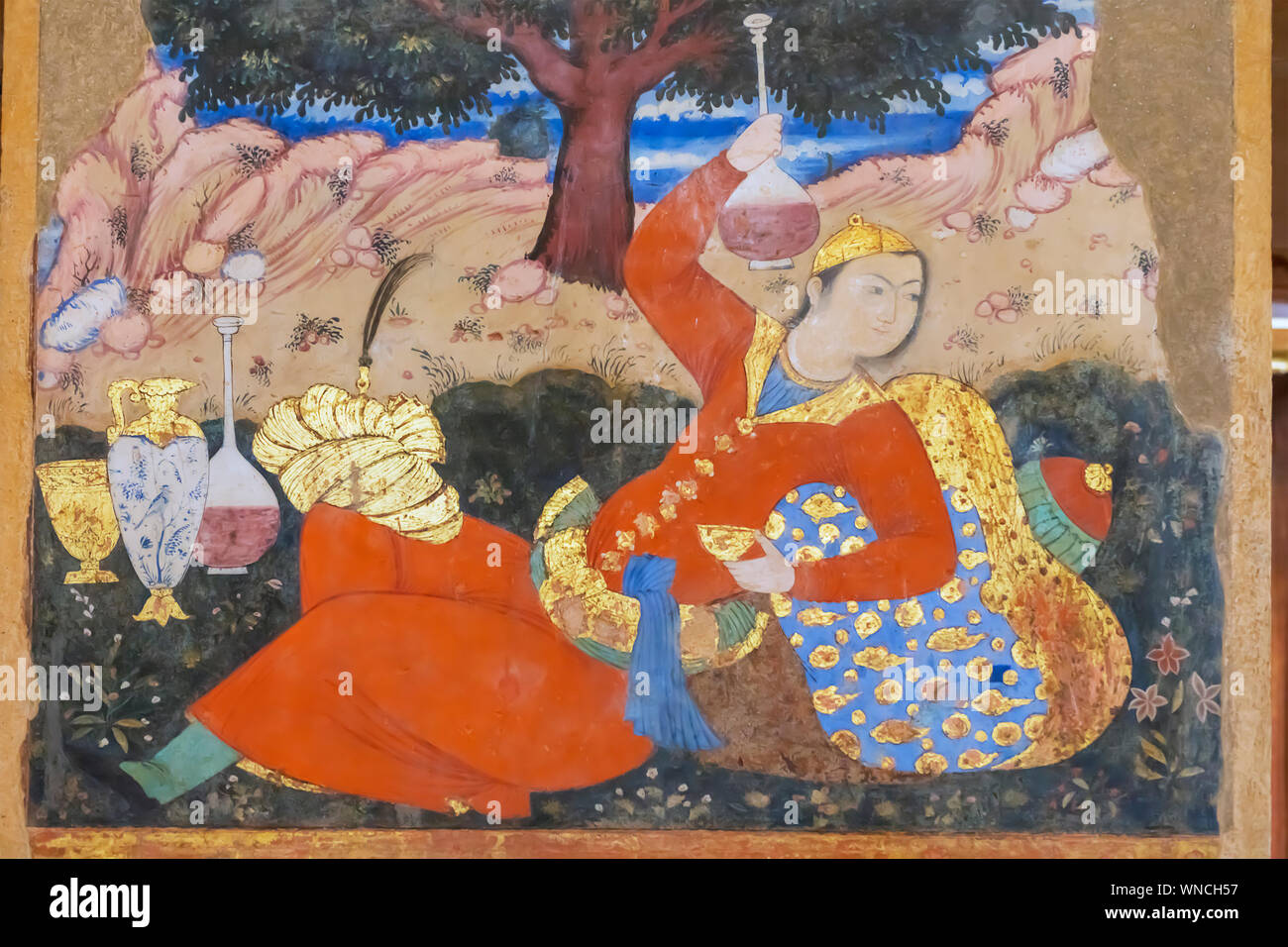 Wall painting, Chehel Sotoun, garden palace, interior, Isfahan, Isfahan ...