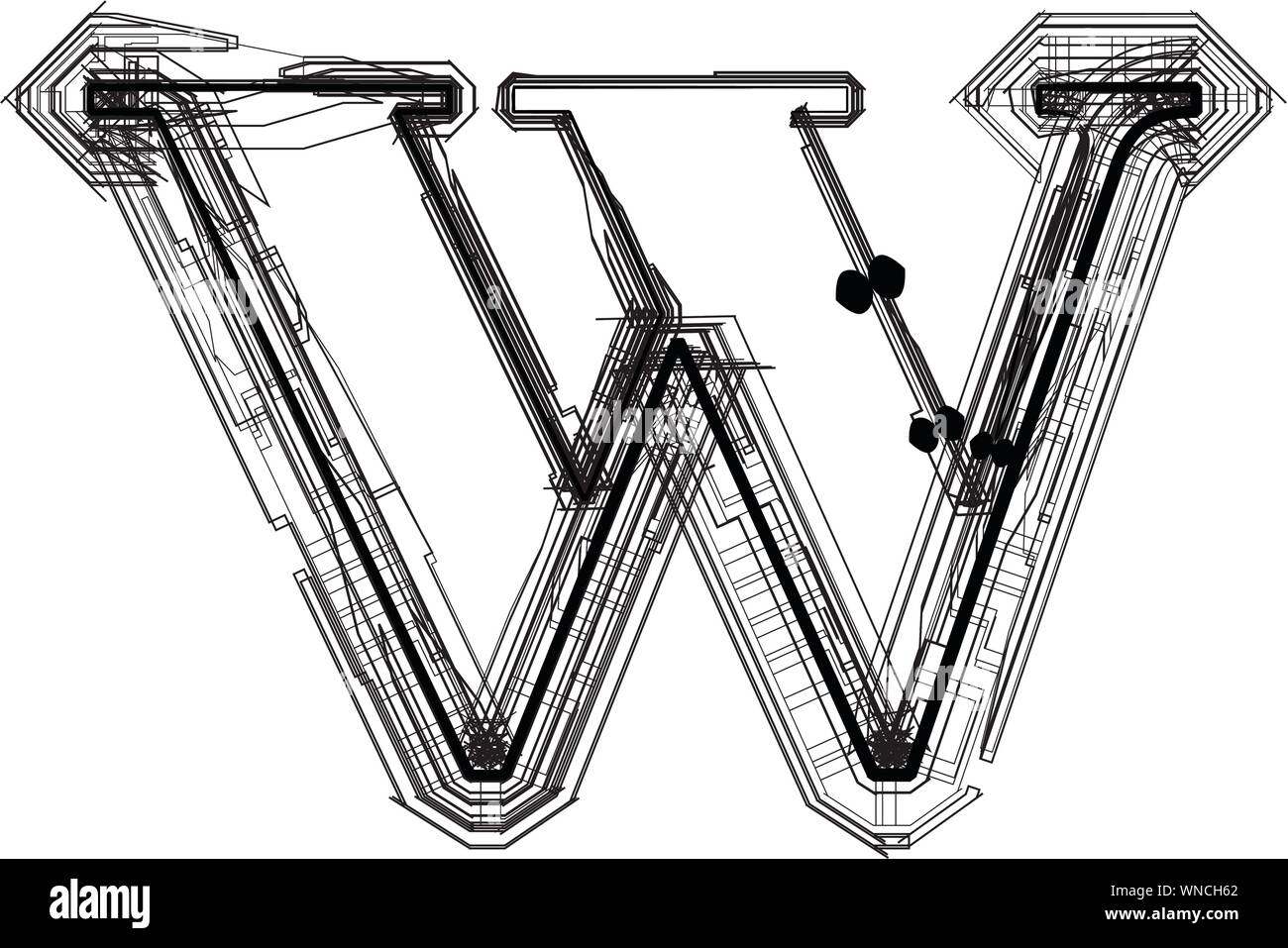 technological font. LETTER w Stock Vector Image & Art - Alamy