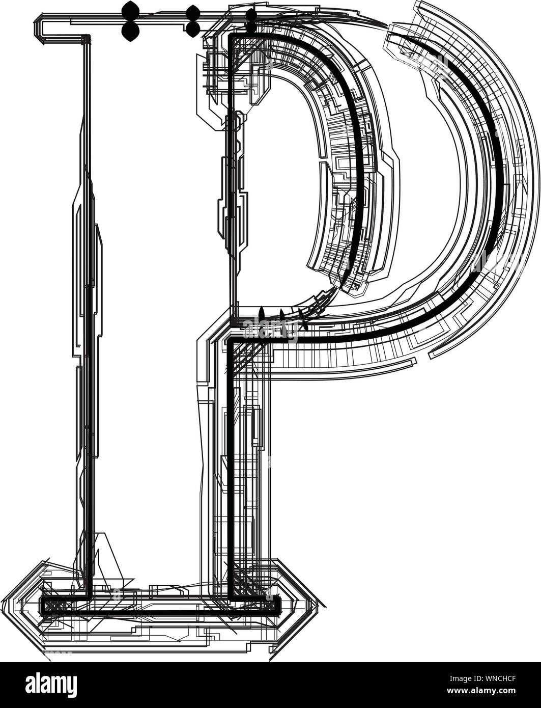 technological font. LETTER P Stock Vector Image & Art - Alamy
