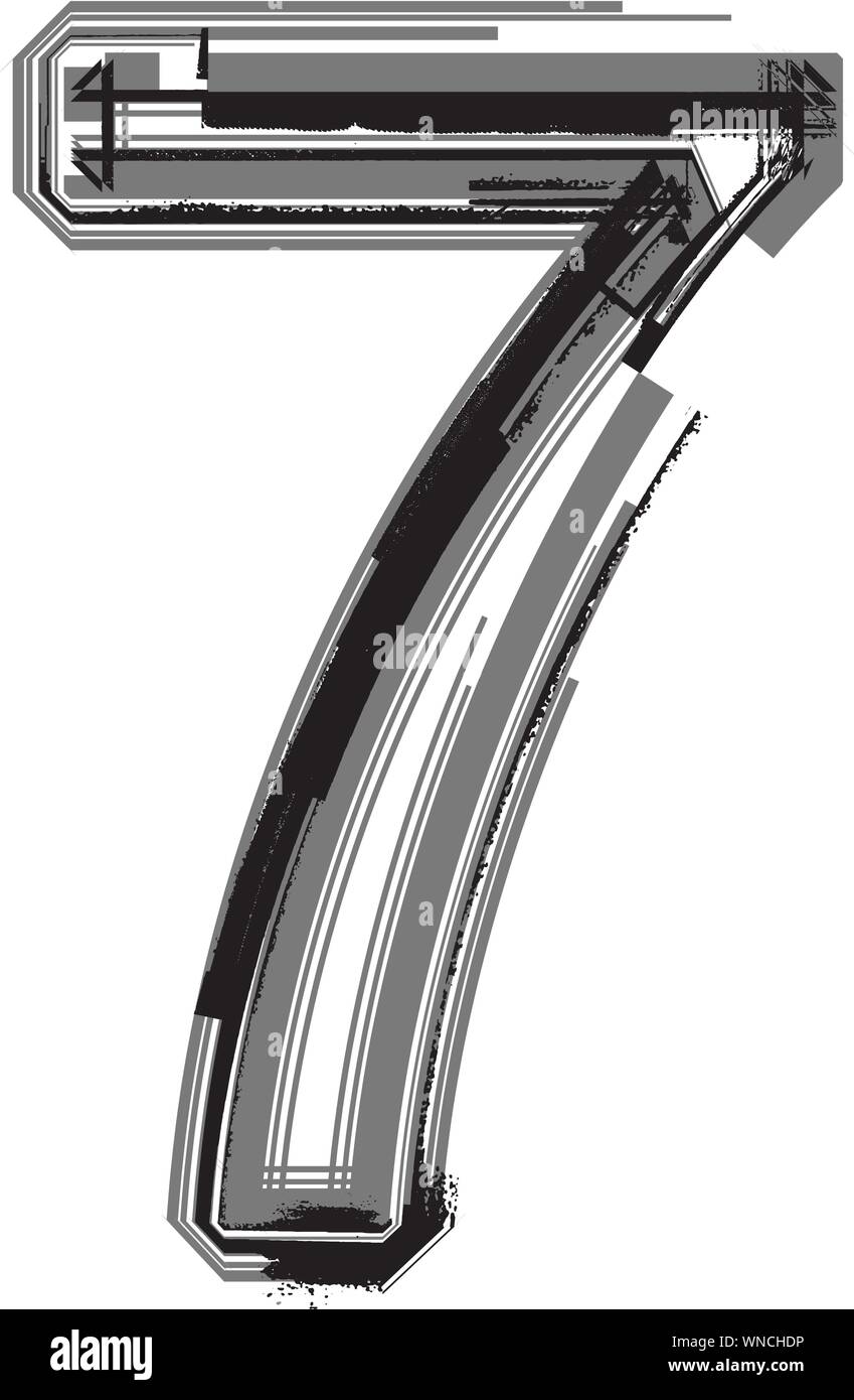 Grunge Font. Number 7 Stock Vector Image & Art - Alamy