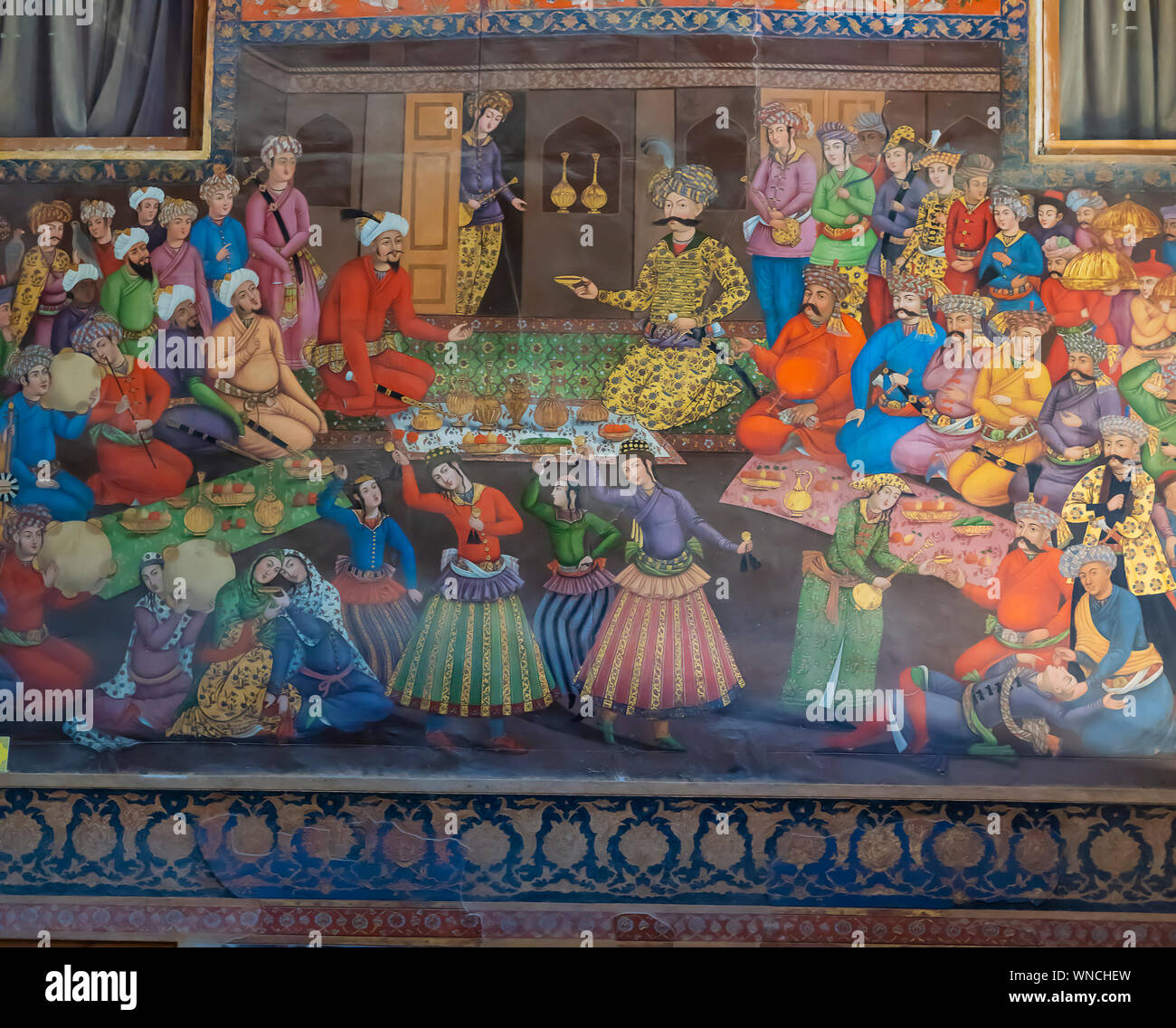 Wall painting, Chehel Sotoun, garden palace, interior, Isfahan, Isfahan ...