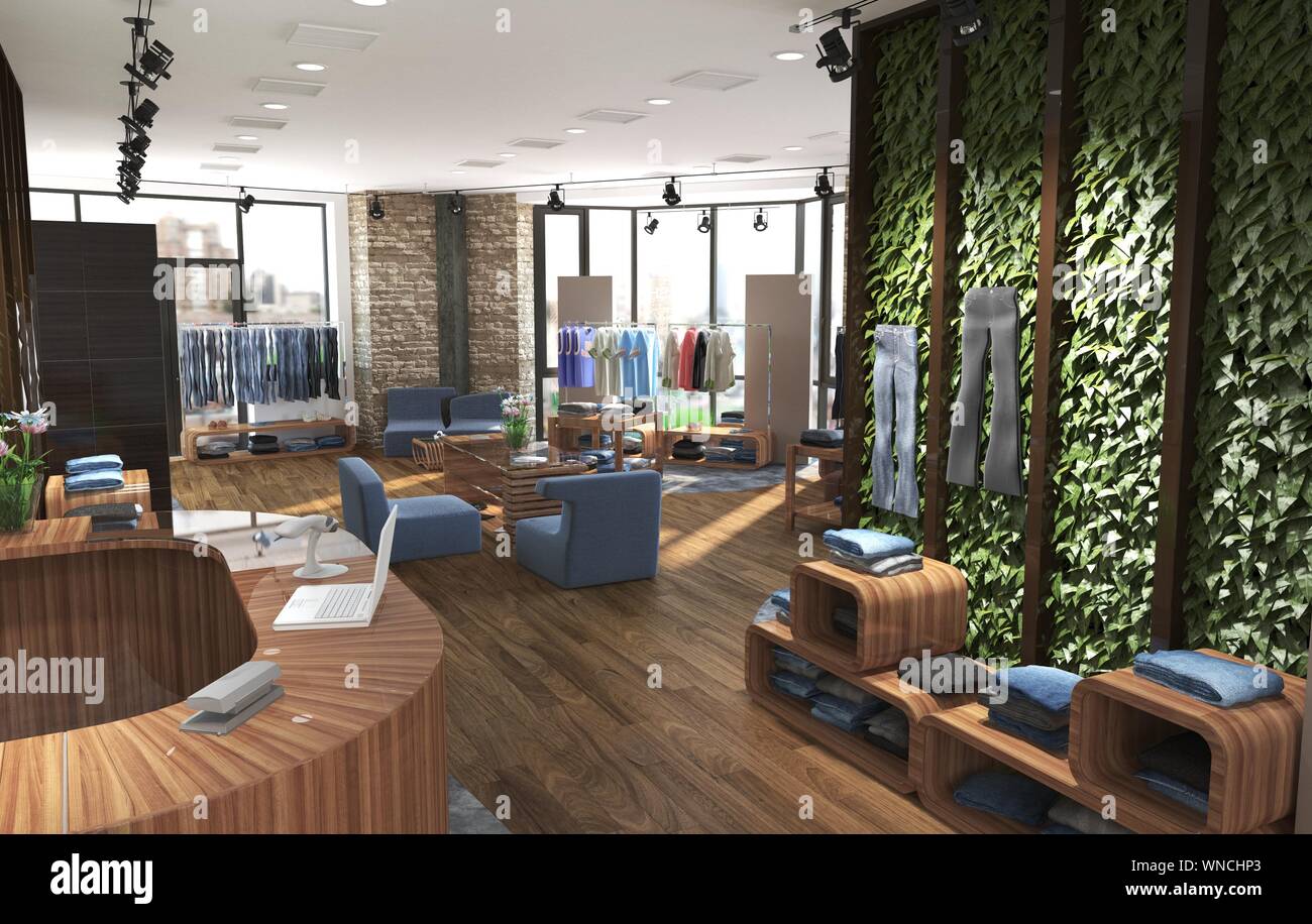 shop, store, shopping mall, interior visualization, 3D illustration ...