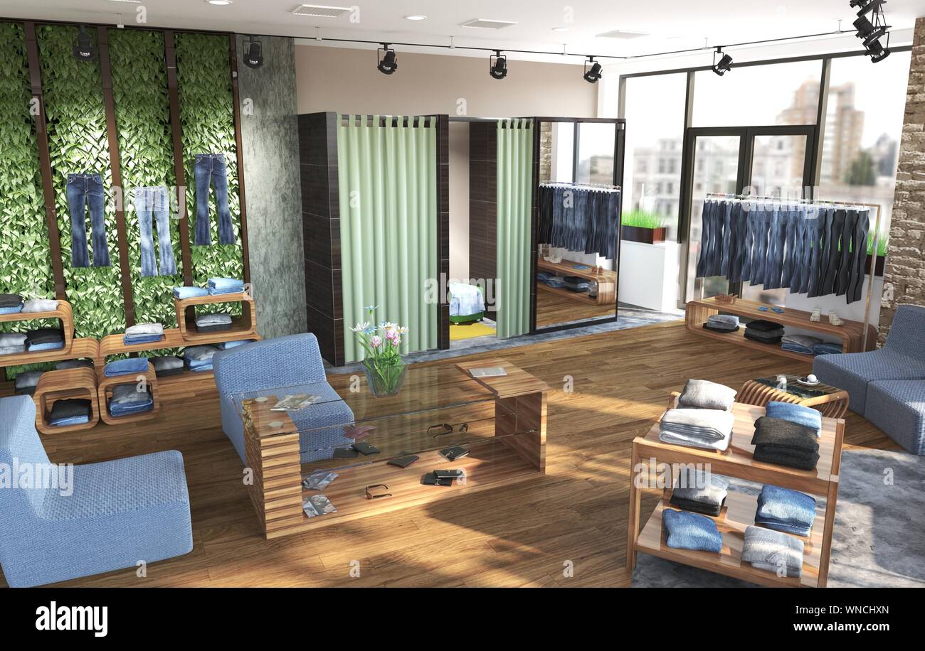 shop, store, shopping mall, interior visualization, 3D illustration ...