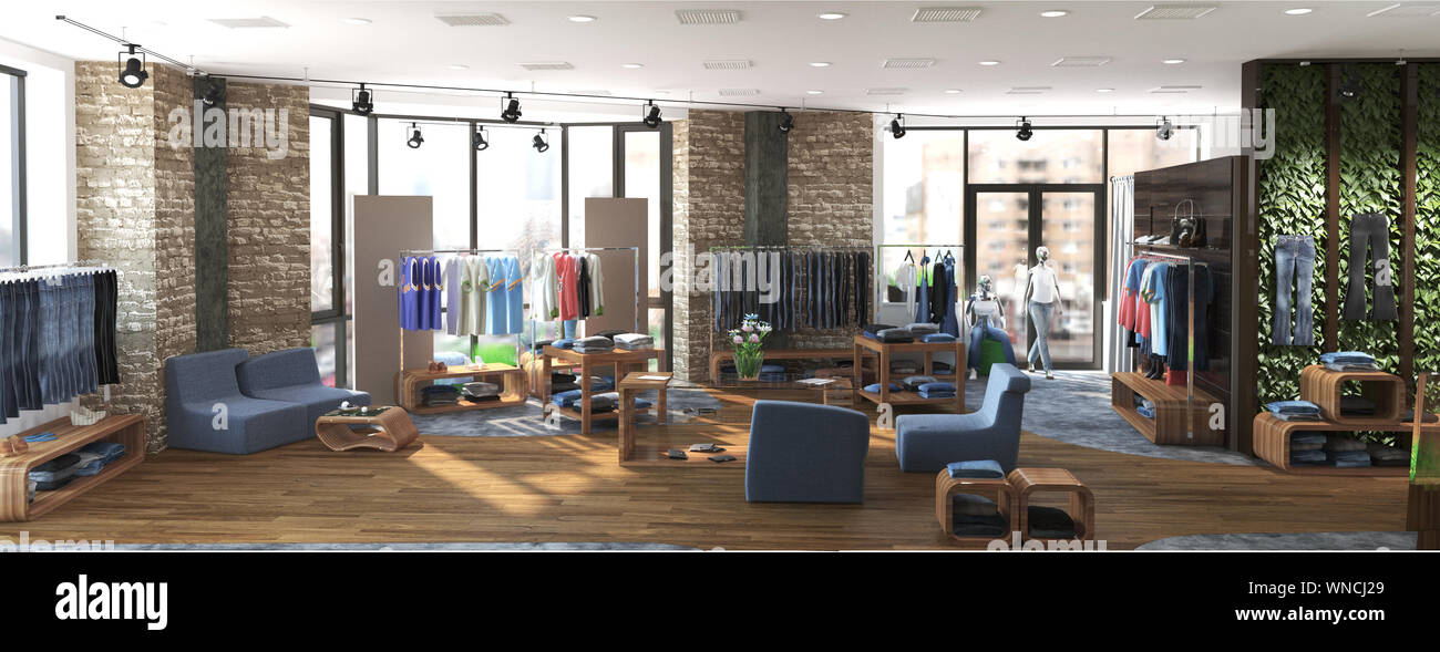 shop, store, shopping mall, interior visualization, 3D illustration ...
