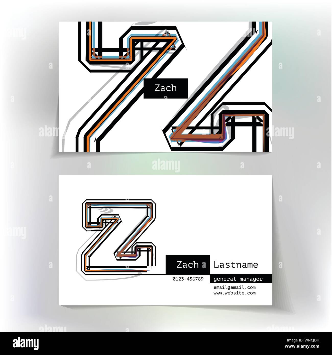 Business card design with letter Z Stock Vector Image & Art - Alamy