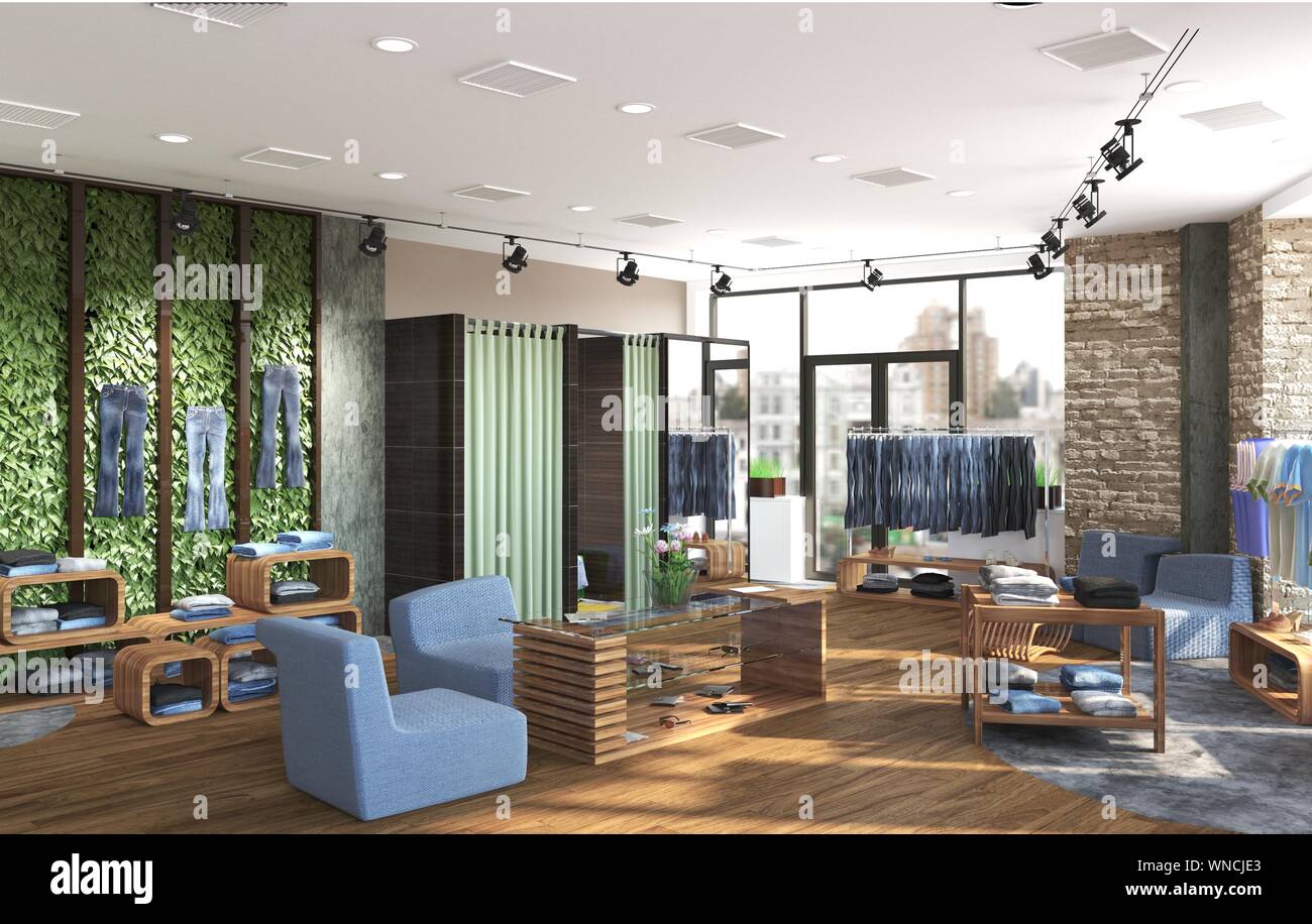 shop, store, shopping mall, interior visualization, 3D illustration ...