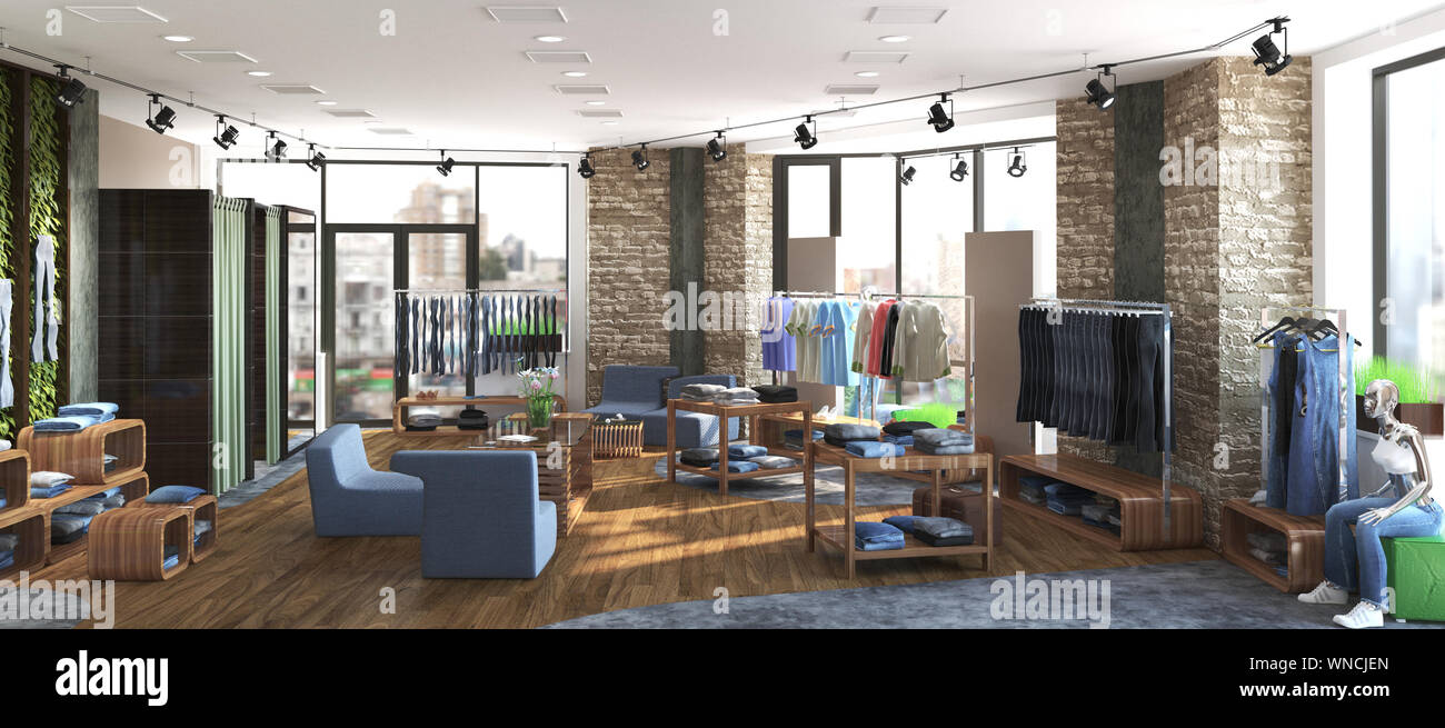 shop, store, shopping mall, interior visualization, 3D illustration ...