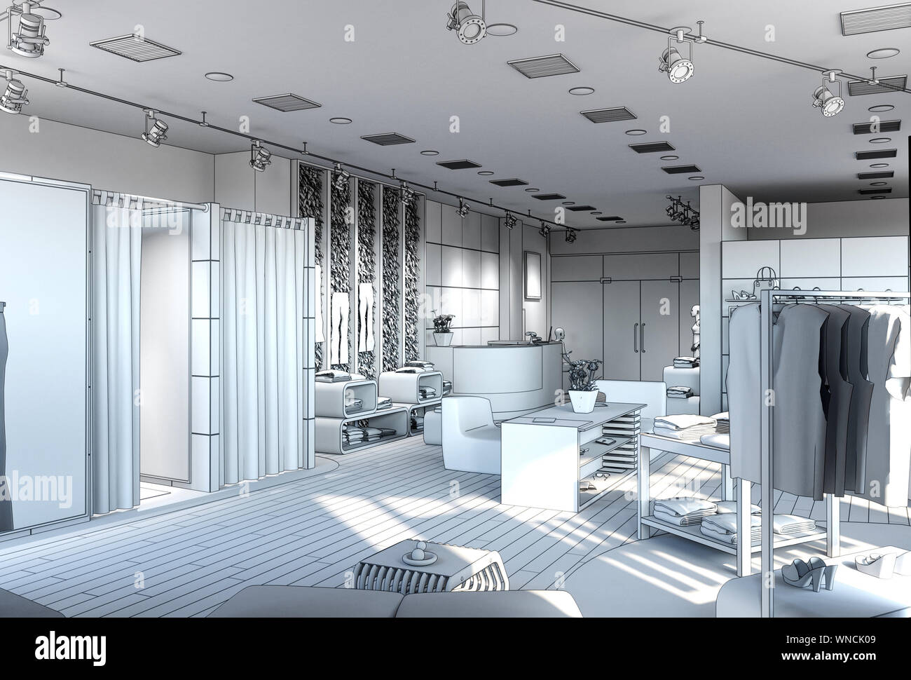 shop, store, shopping mall, interior visualization, 3D illustration ...