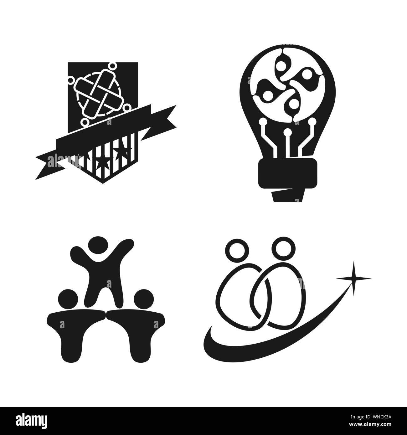 Commitment Teamwork Together Business Black Logo Illustration Vector ...