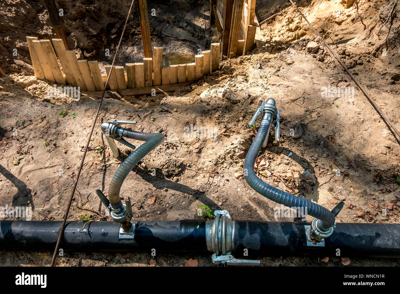 pumping station. groundwater drainage system pumps water out of the ...