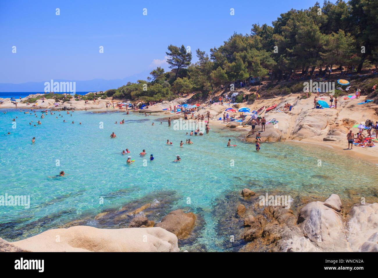 Wonderful sand beach with rocks formation and beautiful turquoise clean ...