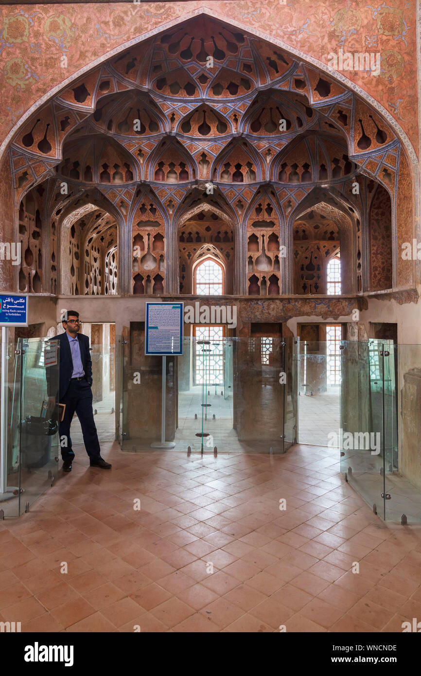 Music Hall, Ali Qapu palace, Isfahan, Isfahan Province, Iran Stock ...