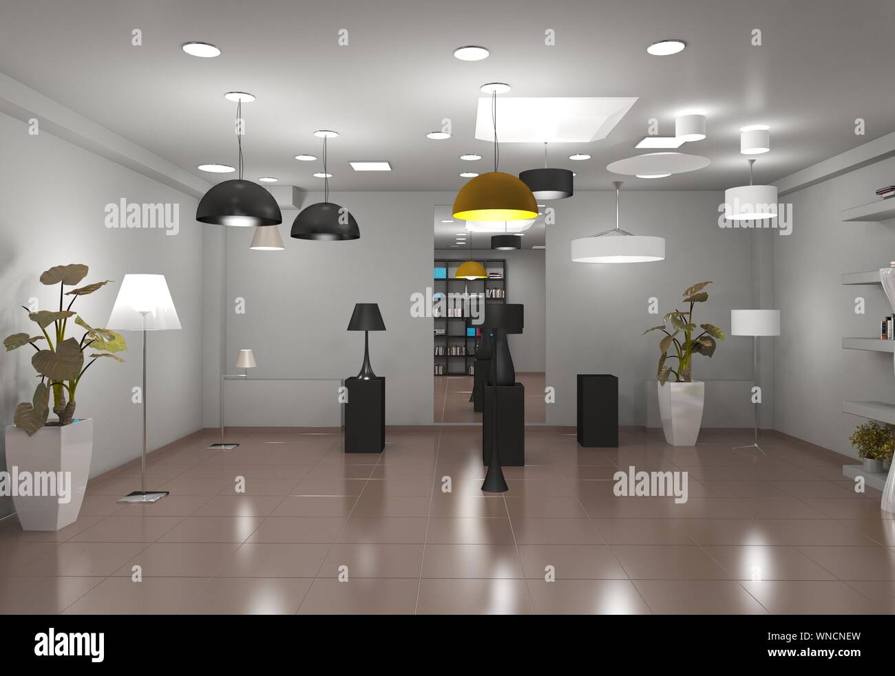 exhibition hall, interior visualization, 3D illustration Stock Photo ...