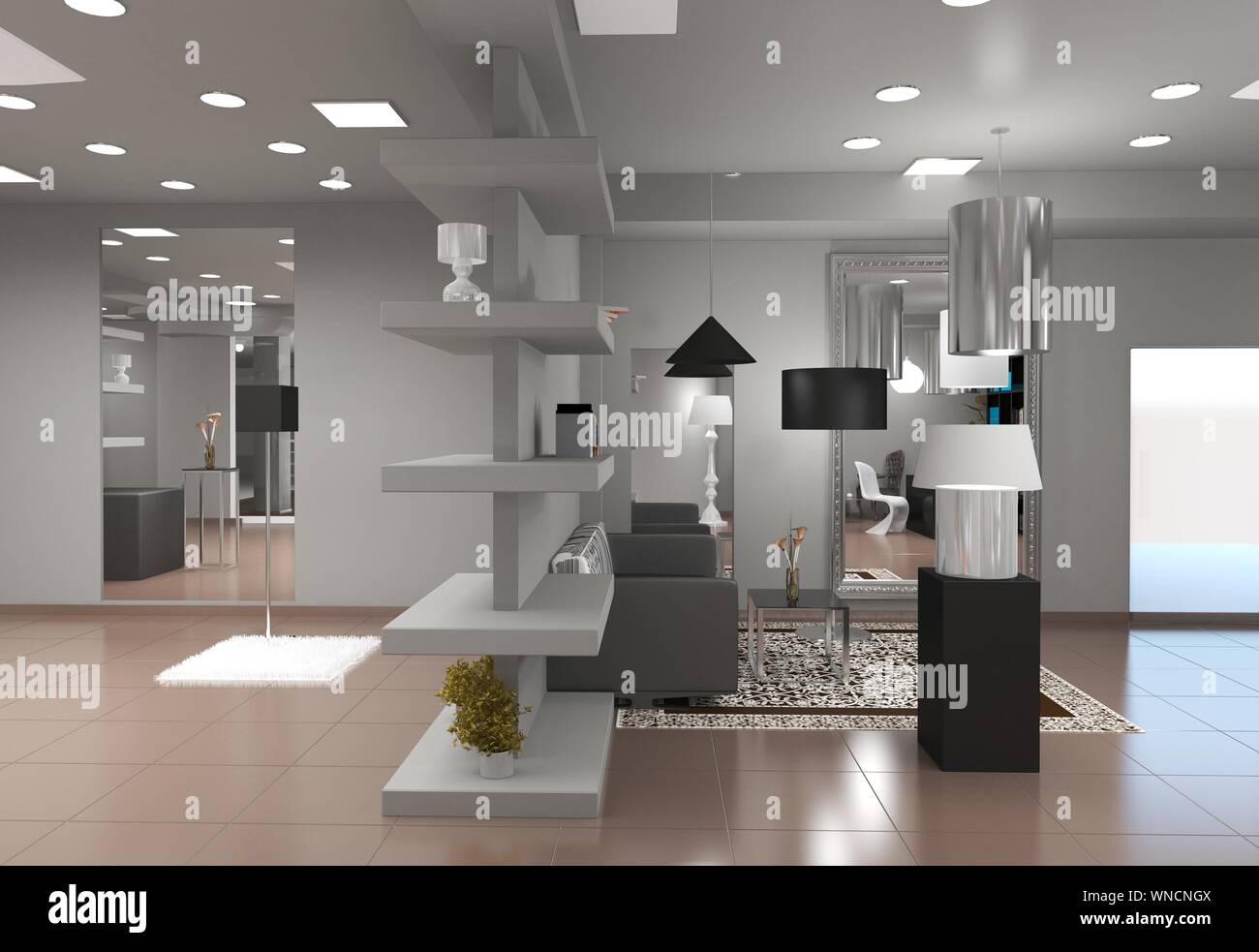 exhibition hall, interior visualization, 3D illustration Stock Photo ...