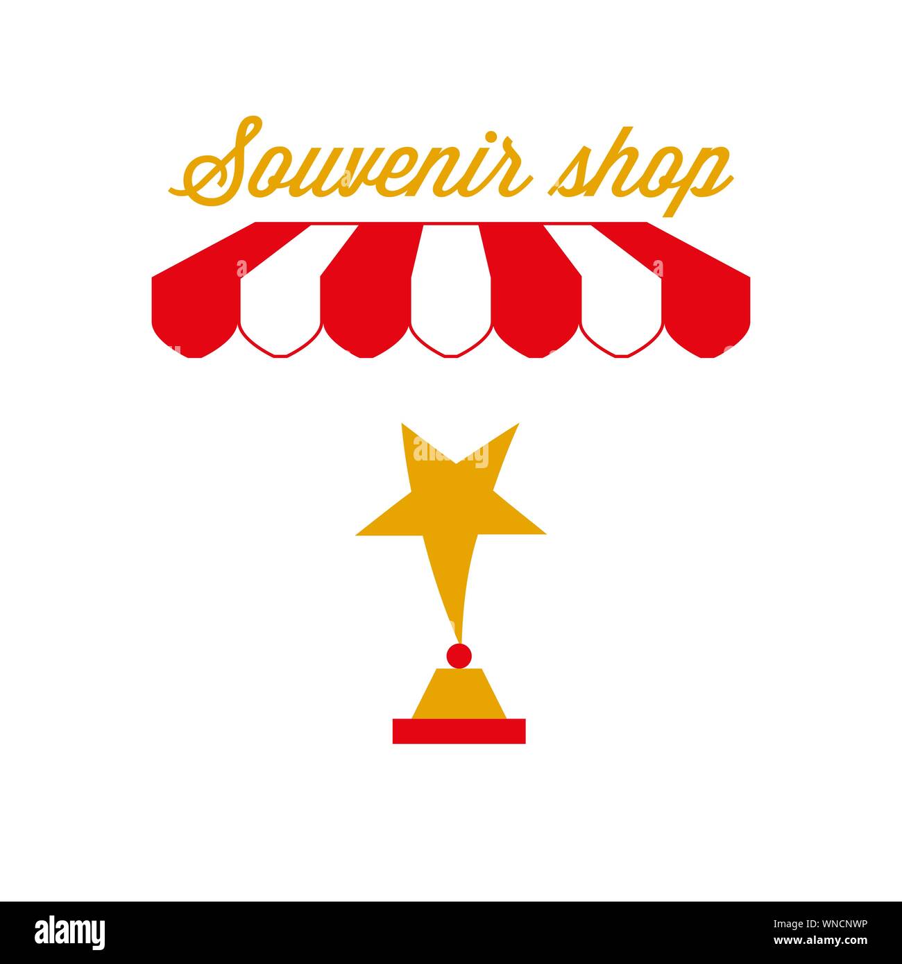 Souvenir Shop Sign, Emblem. Red and White Striped Awning Tent. Souvenir ...
