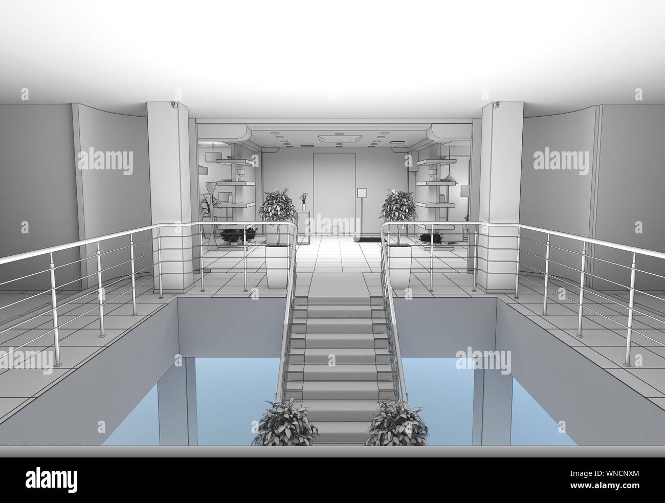 exhibition hall, interior visualization, 3D illustration Stock Photo ...