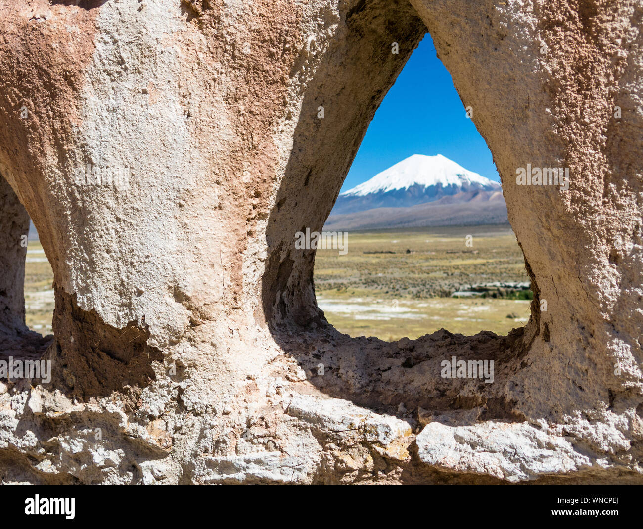the village and volcan Sajama. The small Andean town of Sajama ...