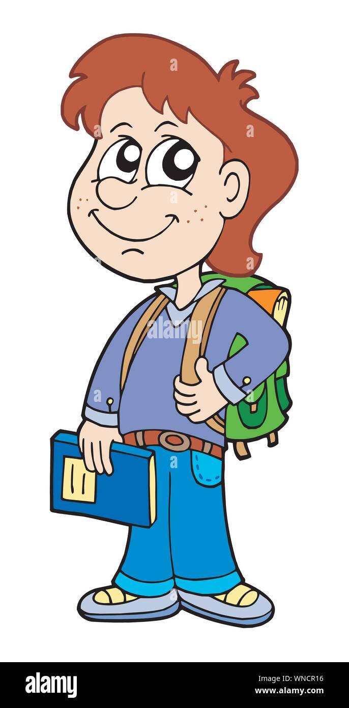 Elementary school schoolboy reading Stock Vector Images - Alamy