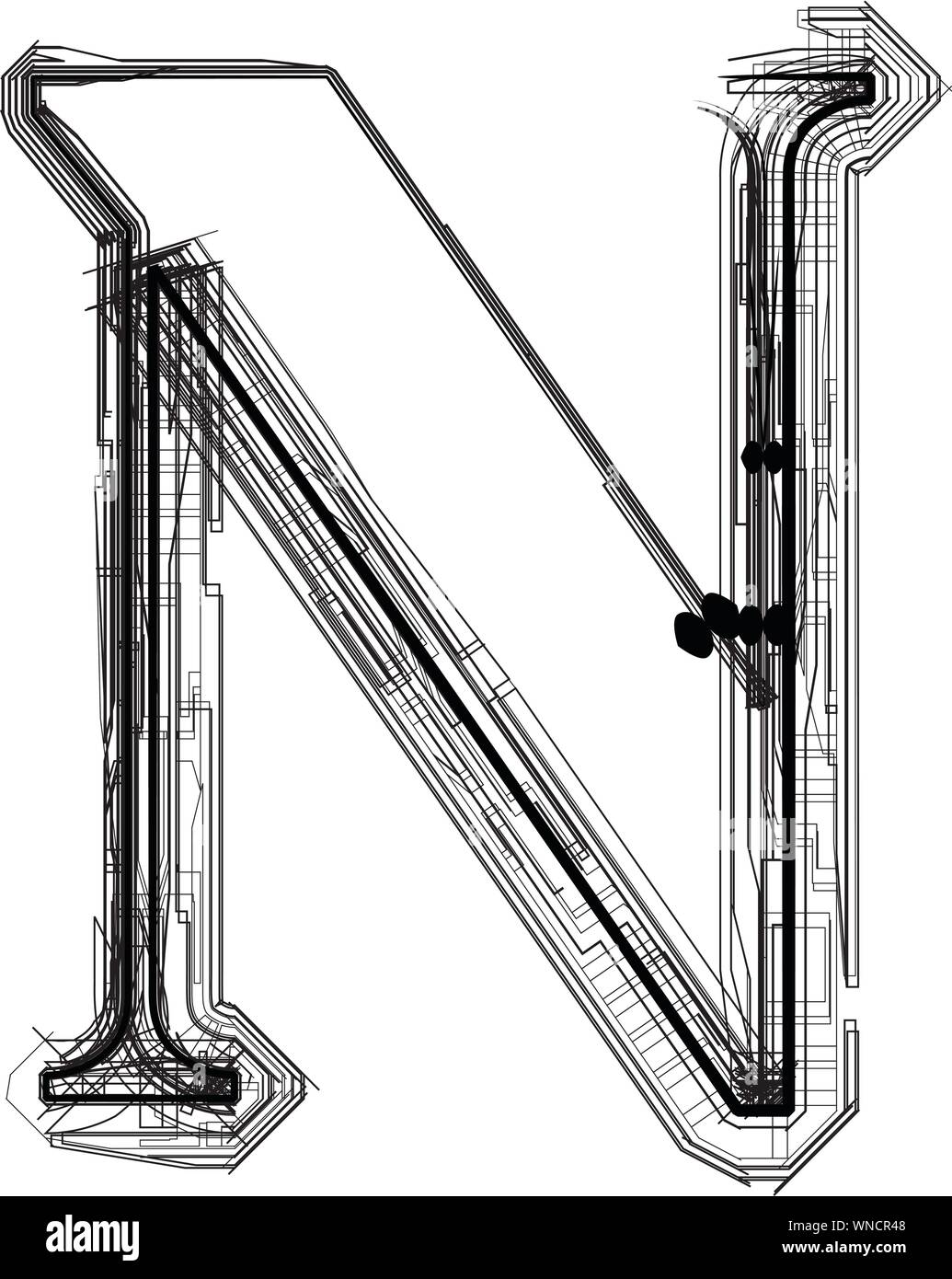 technological font. LETTER N Stock Vector Image & Art - Alamy