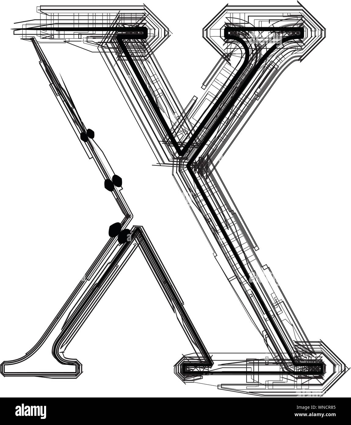 technological font. LETTER X Stock Vector Image & Art - Alamy