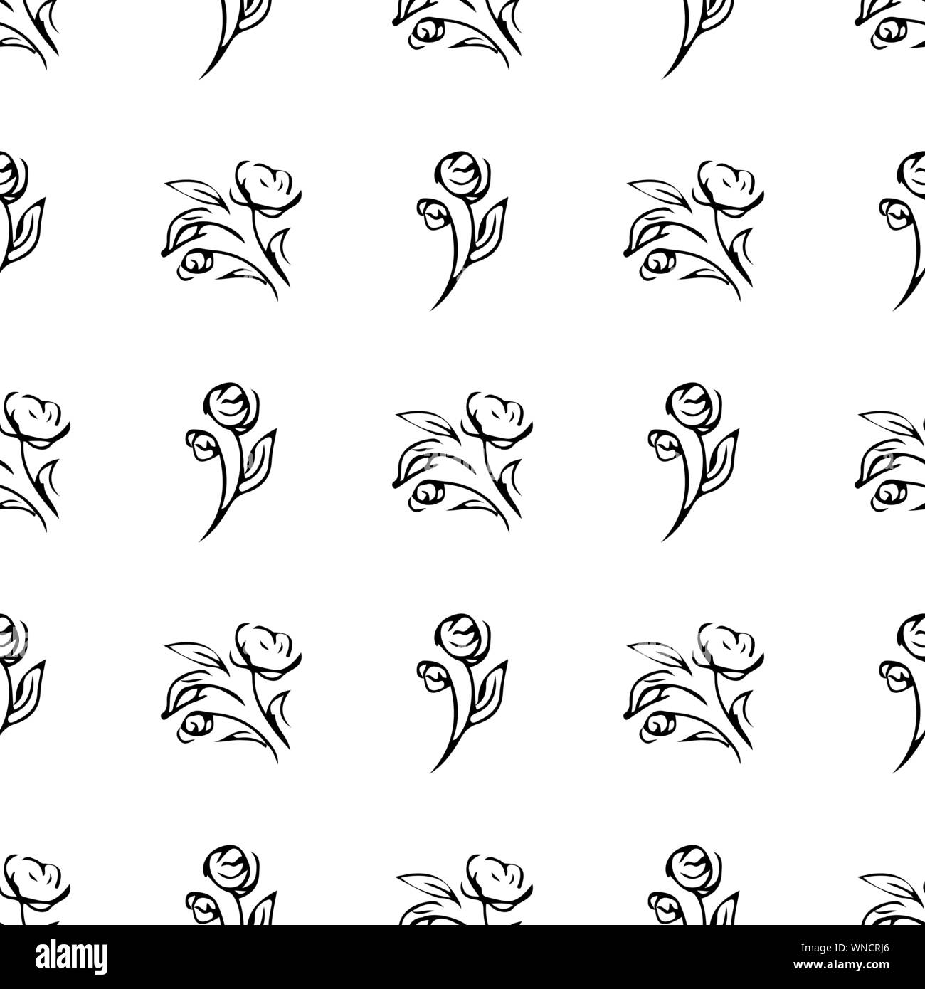 Hand drawn rose seamless pattern for print design. Rose floral seamless ...