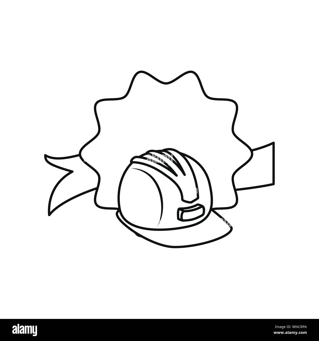 ribbon decoration elegant with helmet secure vector illustration design ...