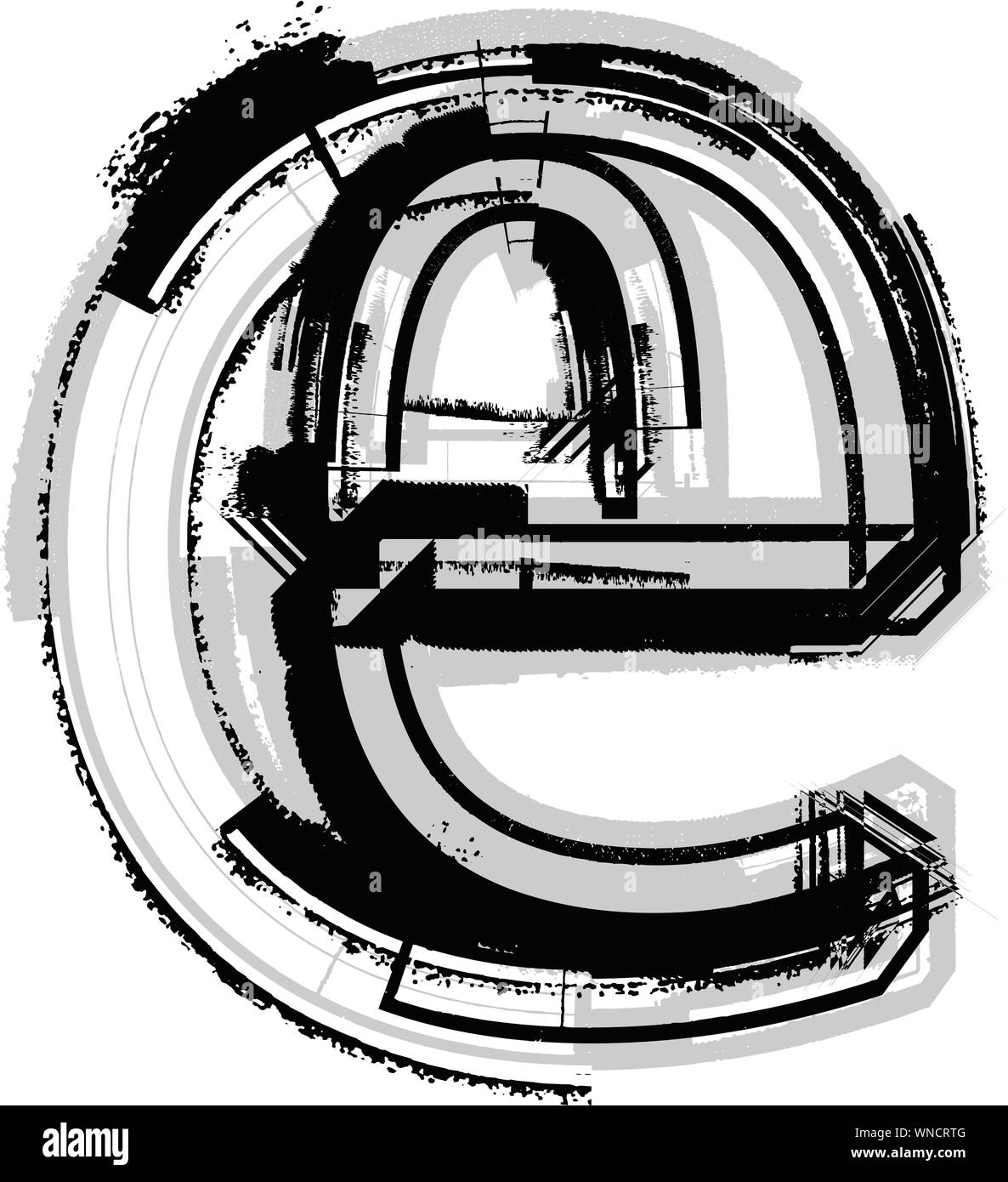 Grunge Font. Letter e Stock Vector Image & Art - Alamy