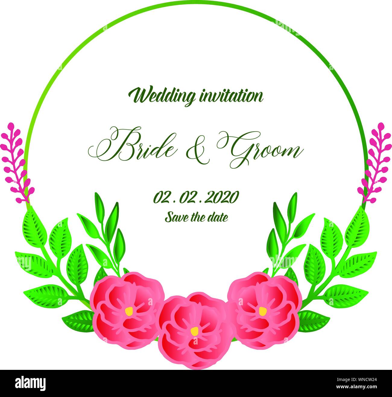 Bride and groom background template, with ornate of rose flower frame ...