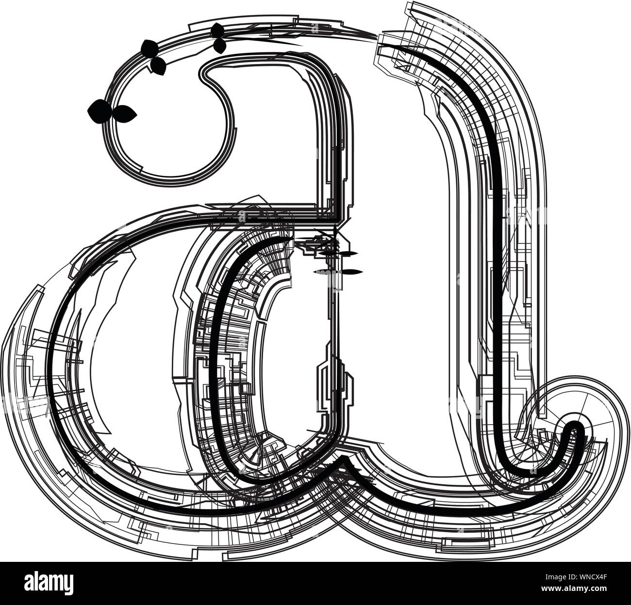 technological font. LETTER a Stock Vector Image & Art - Alamy