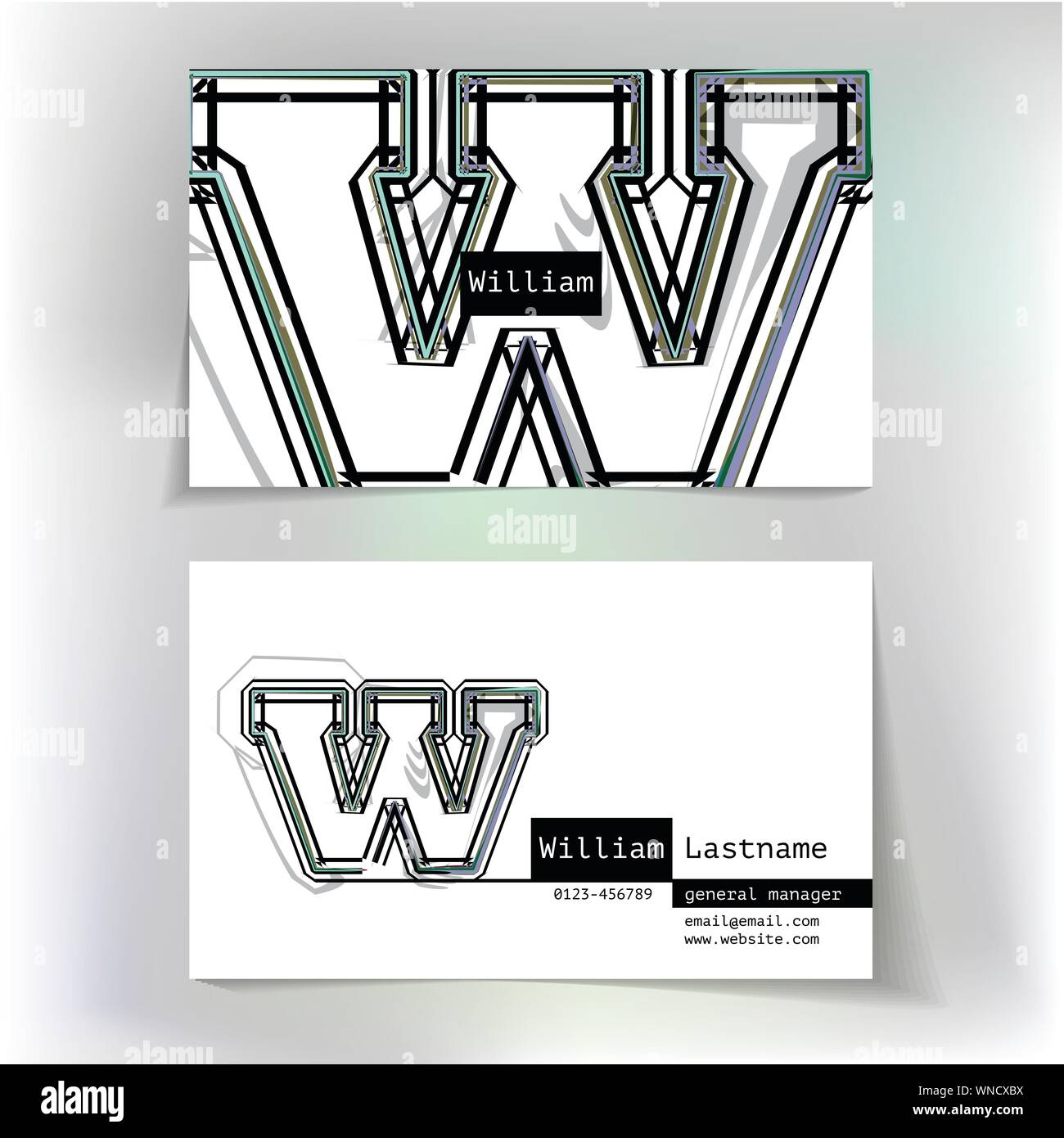 Business card design with letter W Stock Vector Image & Art - Alamy