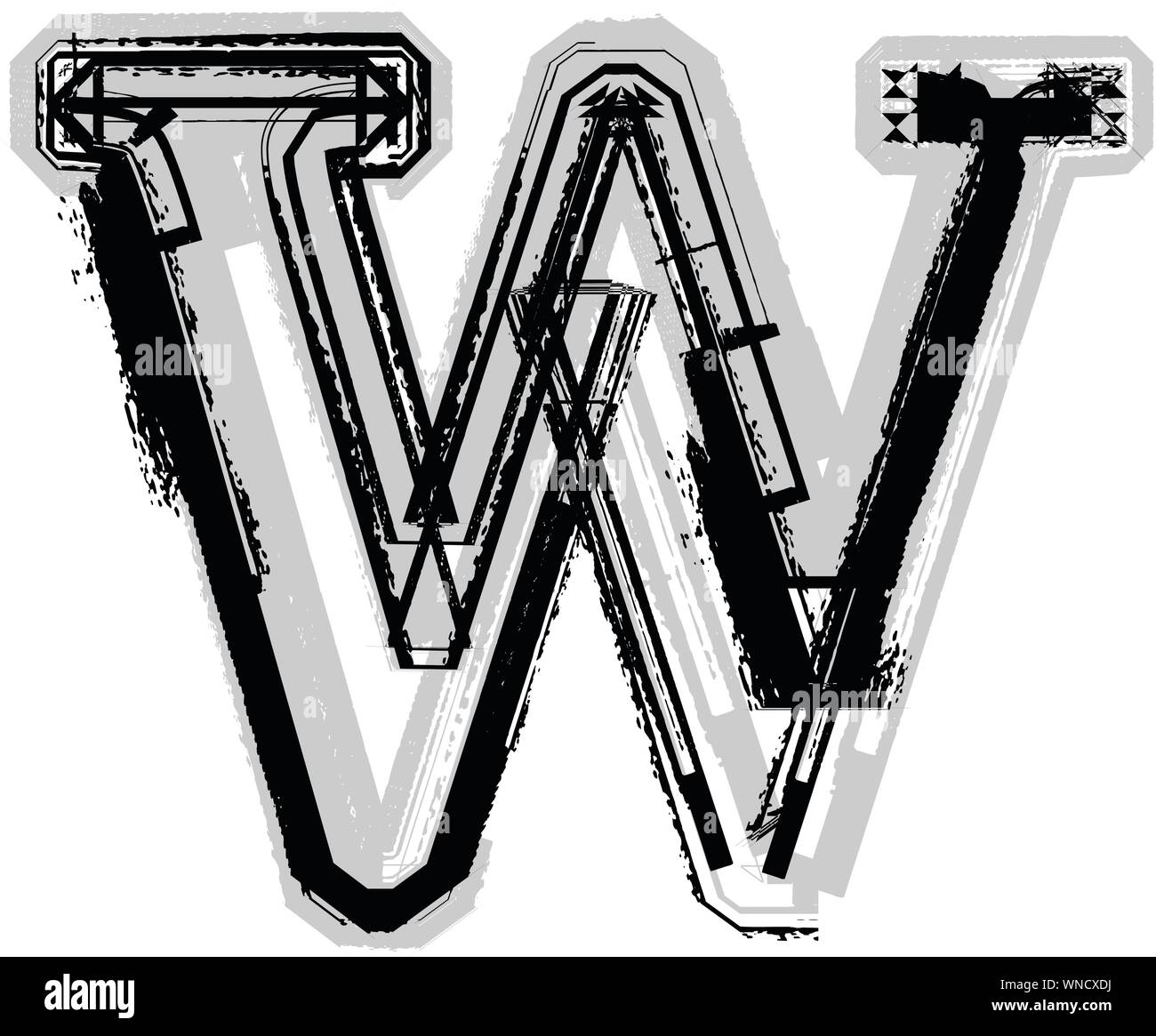 Grunge font. Letter W Stock Vector Image & Art - Alamy