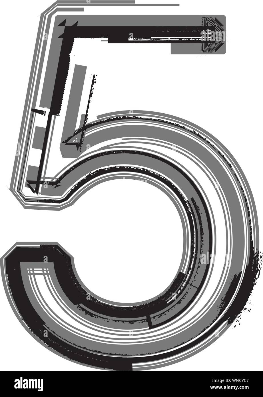 Grunge Font. Number 5 Stock Vector Image & Art - Alamy