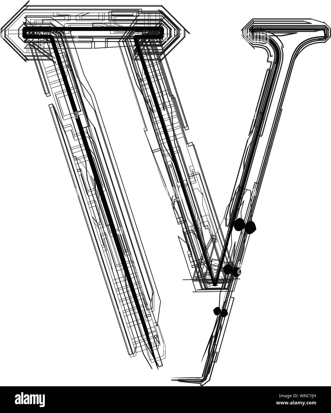 technological font. LETTER V Stock Vector Image & Art - Alamy