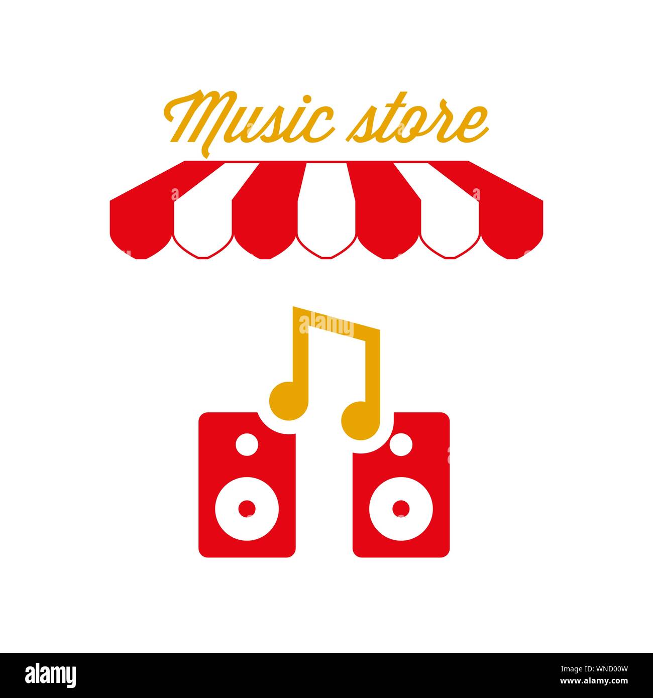 Music Store Sign, Emblem. Red and White Striped Awning Tent ...