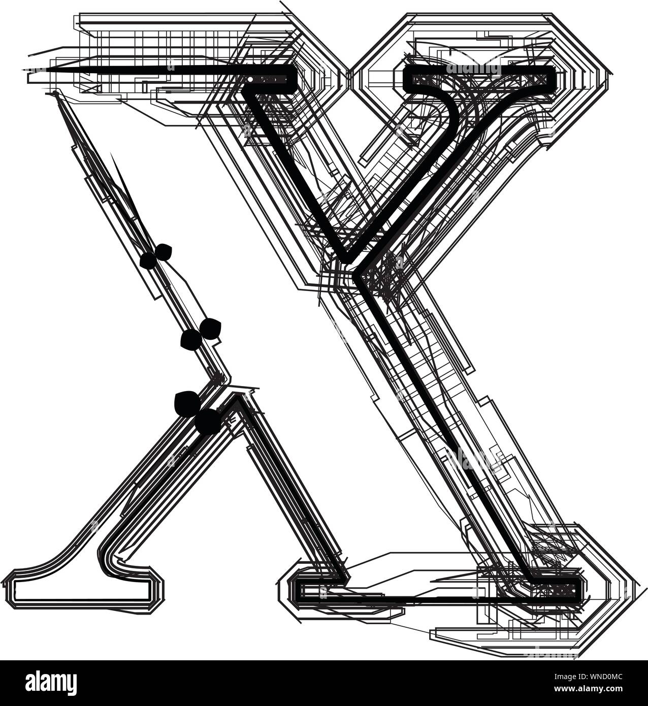 technological font. LETTER x Stock Vector Image & Art - Alamy